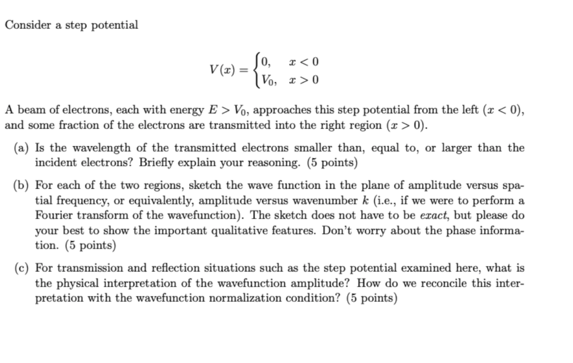 Solved Consider a step potential ſo, r 0 A | Chegg.com
