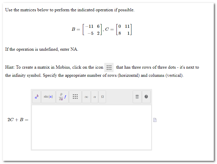 Solved Use the matrices below to perform the indicated | Chegg.com