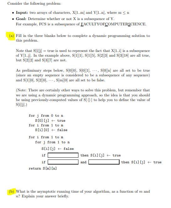 Solved Consider the following problem: • Input: two arrays | Chegg.com