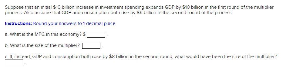 Solved Suppose that an initial $10 billion increase in | Chegg.com
