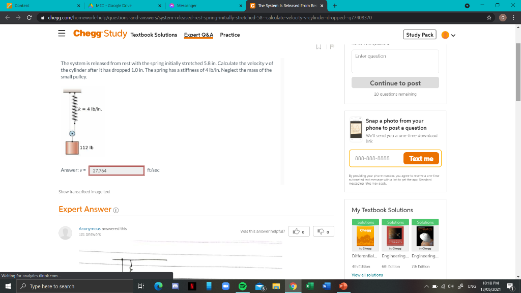 Solved Content MEC - Google Drive X Messenger The System Is | Chegg.com