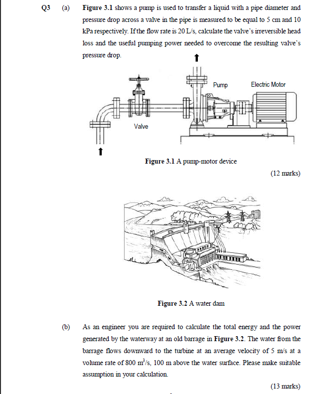 Solved Q3 (a) Figure 3.1 shows a pump is used to transfer a | Chegg.com