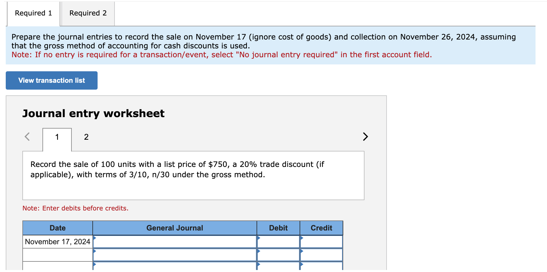 Solved Required information Exercise 7-5 (Algo) Trade and | Chegg.com