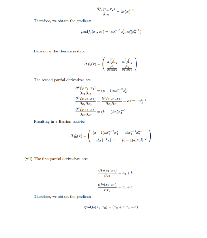 Solved Exercise 1. Determine the gradient and the Hessian | Chegg.com