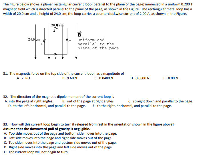 Solved The figure below shows a planar rectangular current | Chegg.com