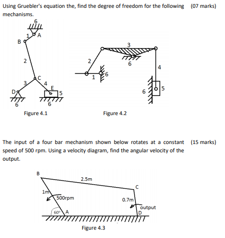 Solved Using Gruebler's equation the, find the degree of | Chegg.com
