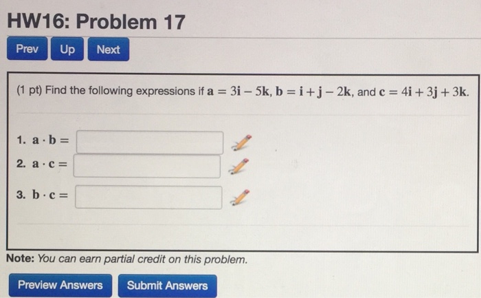 Solved HW16: Problem 17 Prev Up Next (1 pt) Find the | Chegg.com
