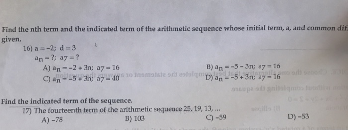 Solved Find the nth term and the indicated term of the | Chegg.com