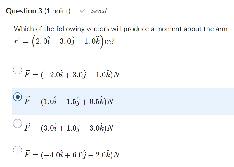 Solved Question 3 (1 ﻿point)Which of ﻿the following vectors | Chegg.com