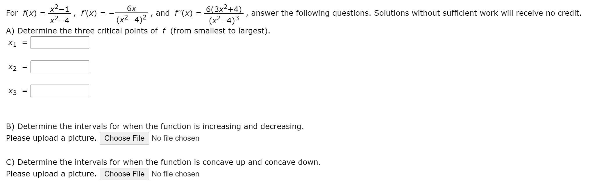 Solved X2 1 F X 6x For F X And F X 6 3x2 4