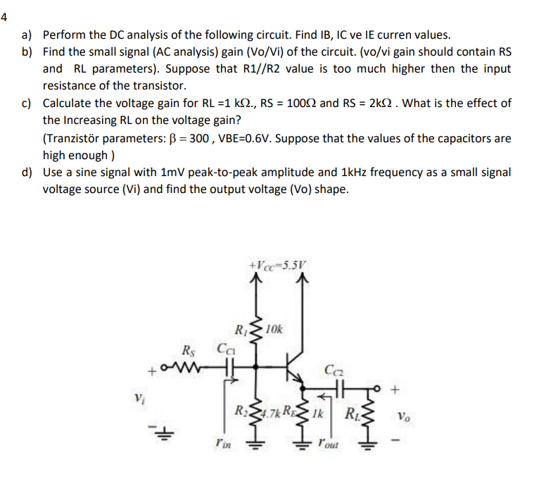 Solved a) Perform the DC analysis of the following circuit. | Chegg.com