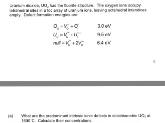 Uranium dioxide, UO, has the fluorite structure. The | Chegg.com
