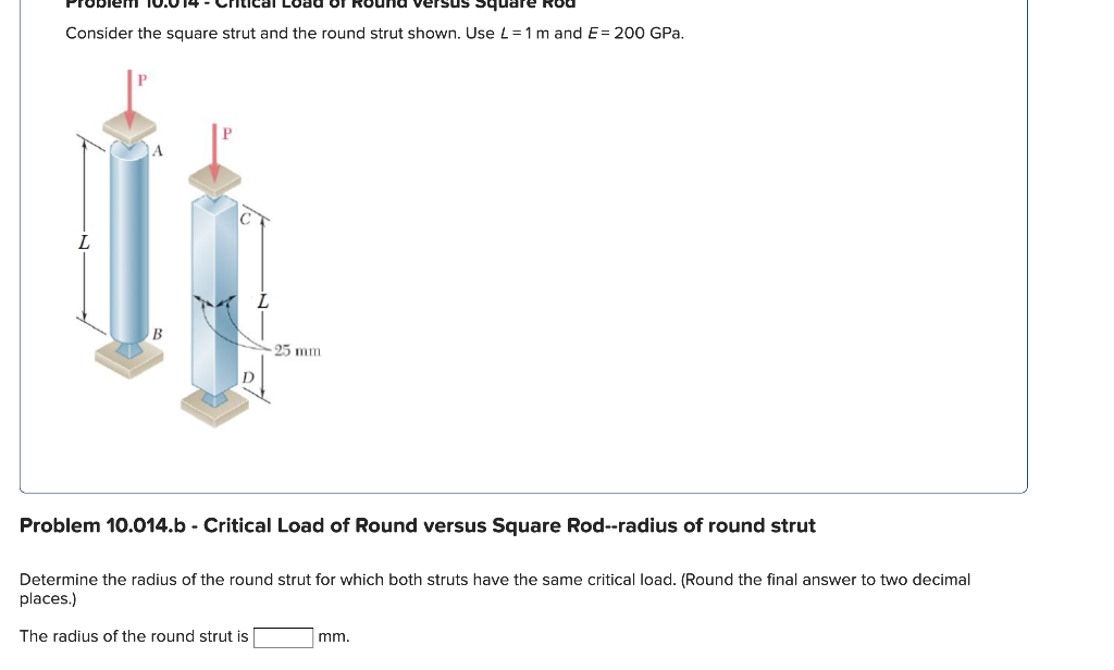 Solved Consider the square strut and the round strut shown. | Chegg.com