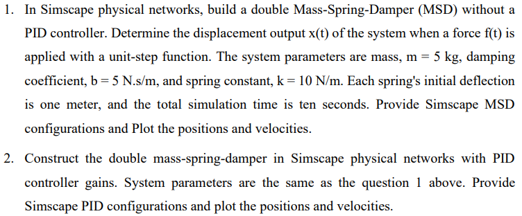 Solved 1. In Simscape physical networks, build a double | Chegg.com