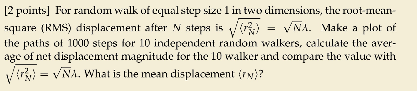 Solved [2 points] For random walk of equal step size 1 in | Chegg.com