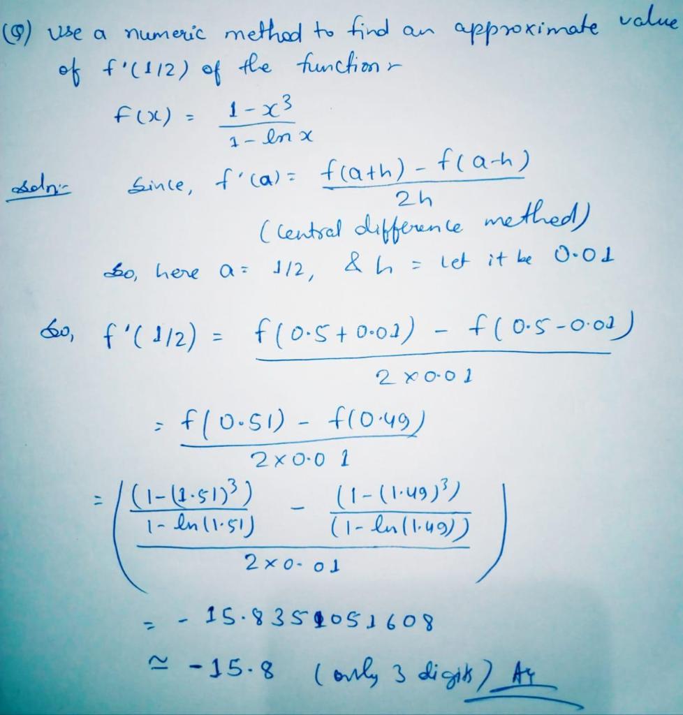 Solved Use a numeric (not graphical or algebraic) method to | Chegg.com