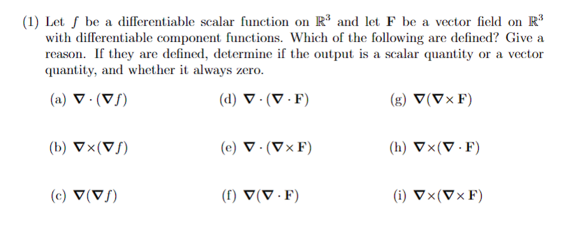 Solved (1) Let f be a differentiable scalar function on R3 | Chegg.com