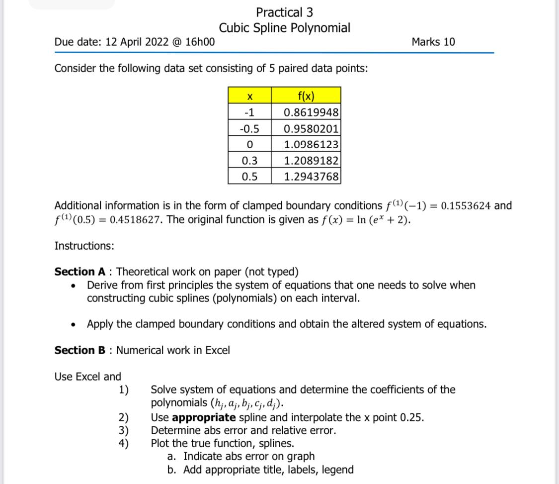 Solved Practical 3 Cubic Spline Polynomial Due date: 12 | Chegg.com