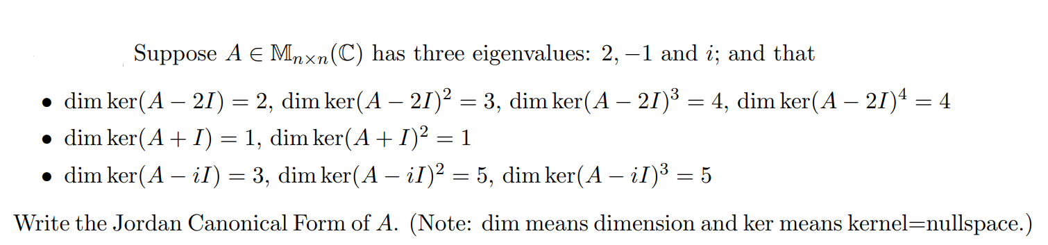 Solved Suppose A E Mnxn (C) has three eigenvalues: 2, -1 and | Chegg.com