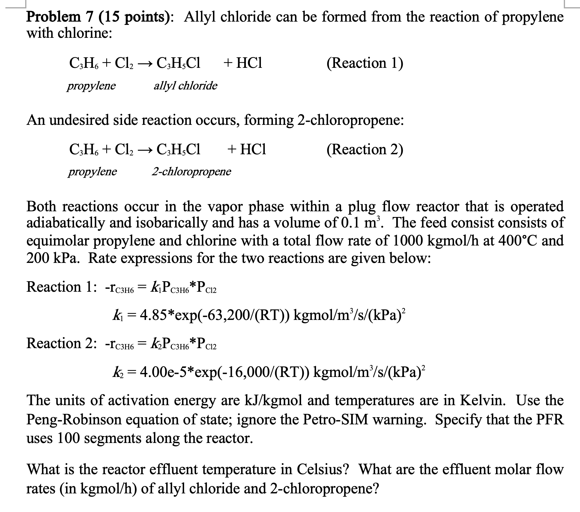 Problem 7 (15 points): Allyl chloride can be formed | Chegg.com