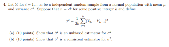 Solved Let Yi for i=1,…,n be a independent random sample | Chegg.com