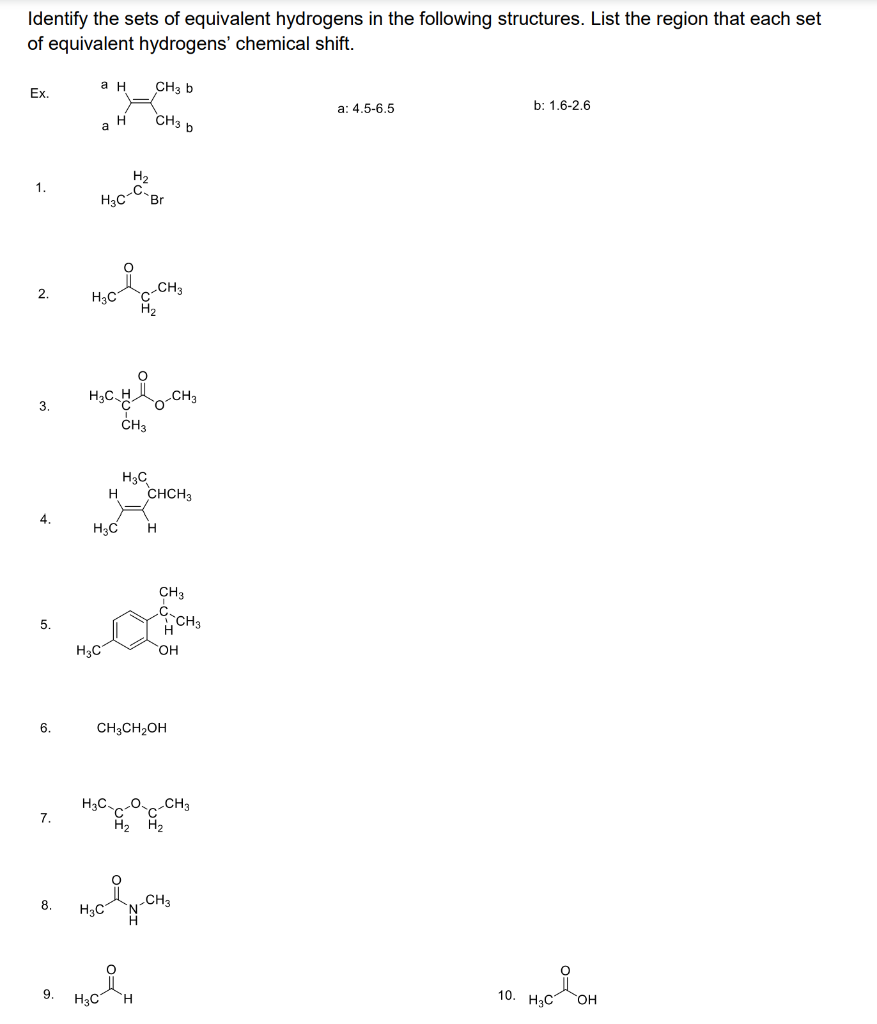 Solved Identify the sets of equivalent hydrogens in the | Chegg.com