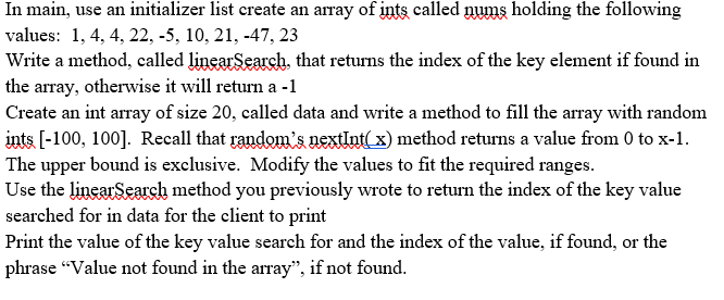 Solved In main, use an initializer list create an array of | Chegg.com
