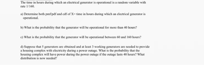 Solved The time in hours during which an electrical | Chegg.com
