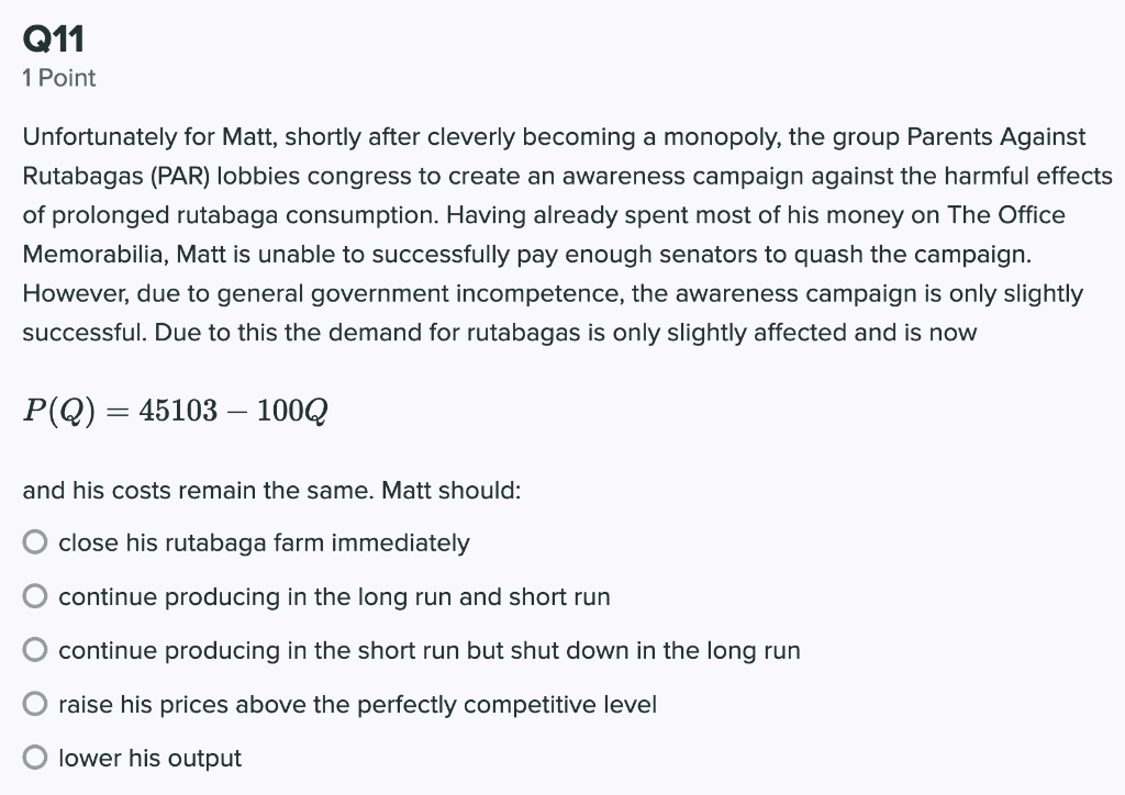 Solved Unfortunately for Matt, shortly after cleverly | Chegg.com