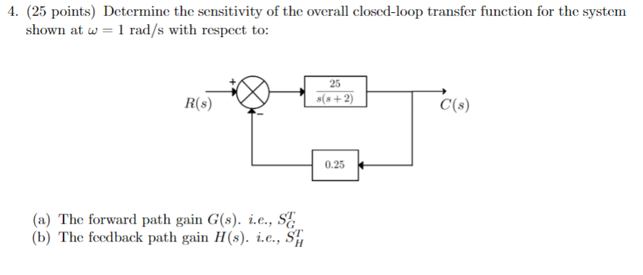 Solved 4. (25 points) Determine the sensitivity of the | Chegg.com