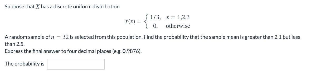 Solved Suppose that X has a discrete uniform distribution S | Chegg.com
