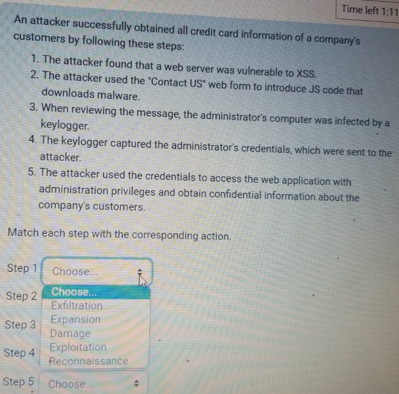 Solved An attacker successfully obtained all credit card | Chegg.com