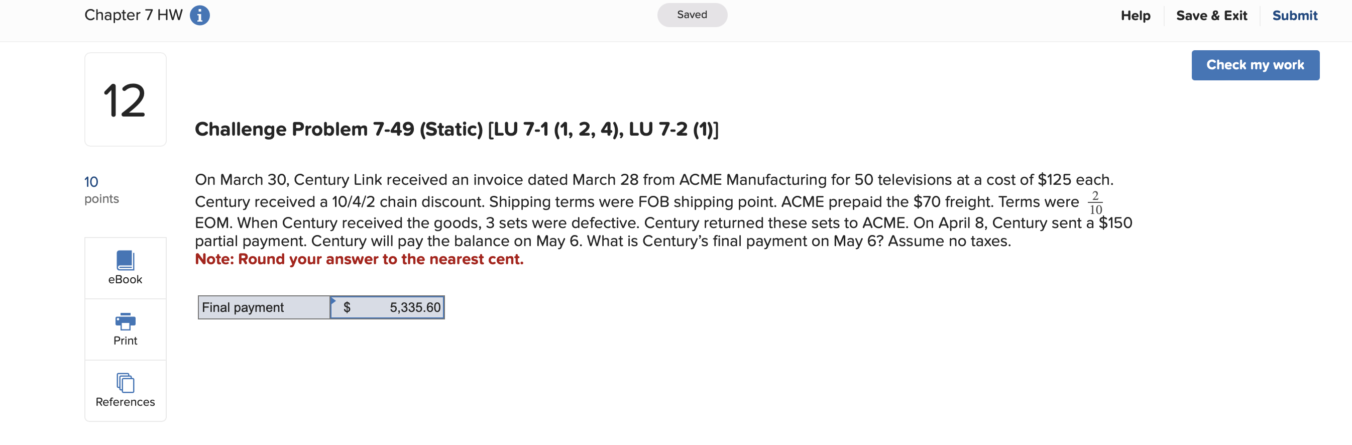 Solved On March 30, Century Link received an invoice dated | Chegg.com