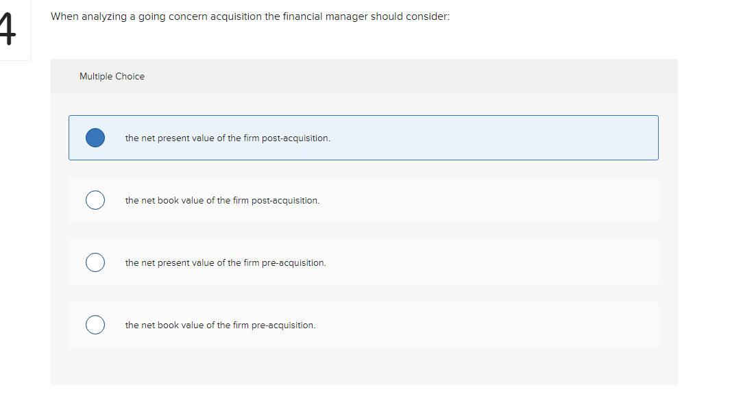 Solved When analyzing a going concern acquisition the | Chegg.com