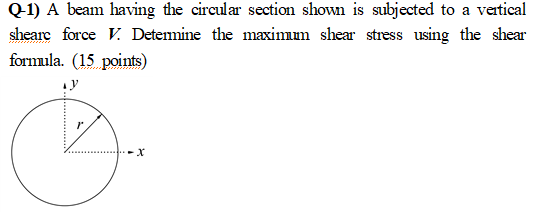 Q-1) A beam having the circular section shown is | Chegg.com