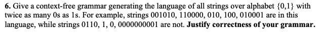 Solved 6. Give a context-free grammar generating the | Chegg.com