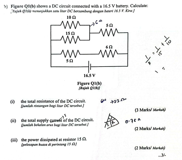 Solved b) ﻿Figure Q1(b) ﻿shows a DC circuit connected with a | Chegg.com