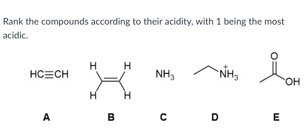 Solved Rank the compounds according to their acidity, with 1 | Chegg.com