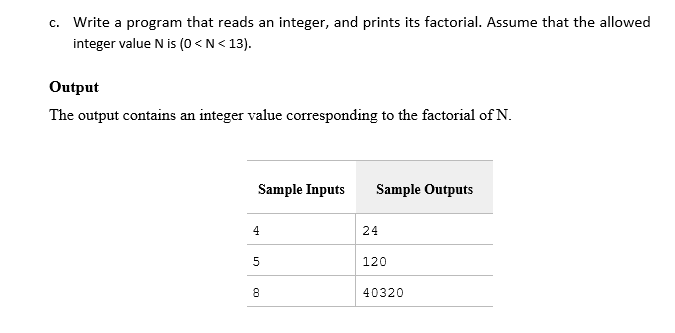 Solved c. Write a program that reads an integer, and prints | Chegg.com