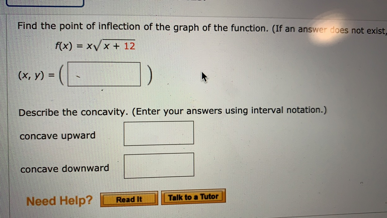 Solved Find the point of inflection of the graph of the | Chegg.com