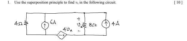 Solved 1. Use the superposition principle to find vx in the | Chegg.com