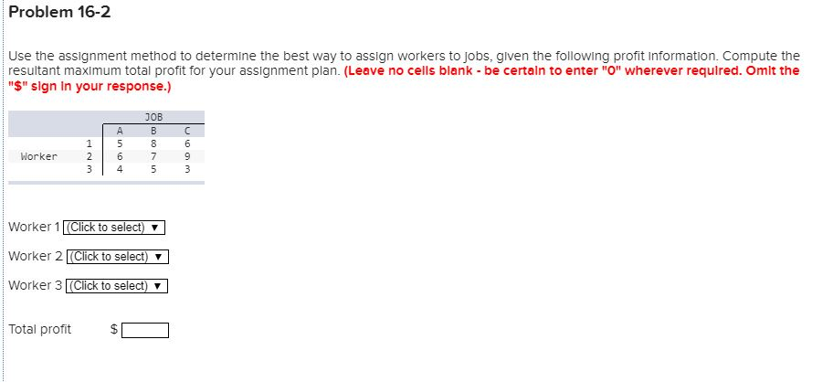 Solved Problem 16-2 Use the assignment method to determine | Chegg.com