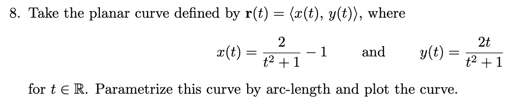 Solved Take the planar curve defined by r(t)=(:x(t),y(t):), | Chegg.com