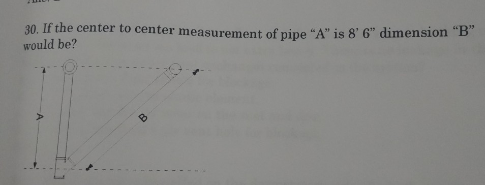 Solved 30. If the center to center measurement of pipe "A" | Chegg.com
