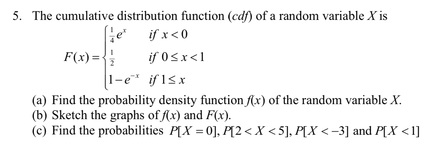 Solved 5. The cumulative distribution function (cdf) of a | Chegg.com