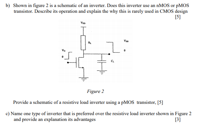 Solved b) Shown in figure 2 is a schematic of an inverter. | Chegg.com