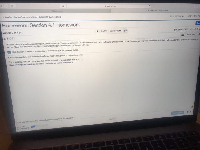 Introduction to Statistics-Math 140 WCC Spring 2019 | Chegg.com
