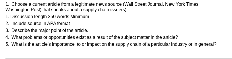 Solved 1. Choose a current article from a legitimate news | Chegg.com