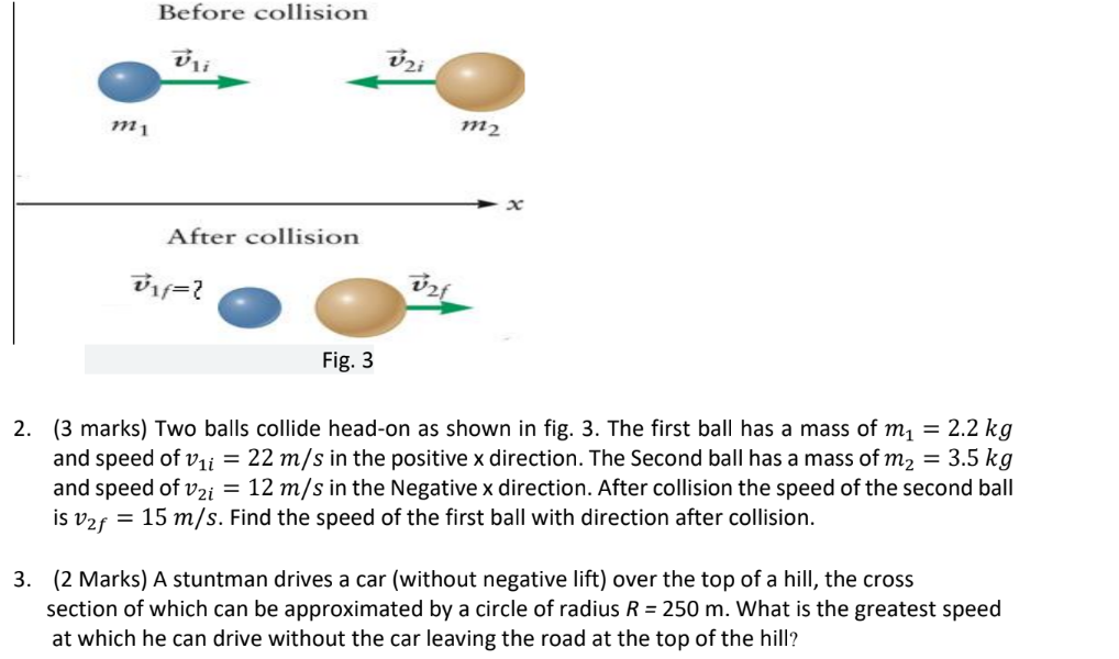 Solved Before collision (3 marks) Two balls collide head-on | Chegg.com