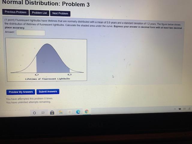 Solved Normal Distribution: Problem 3 Previous Problem | Chegg.com